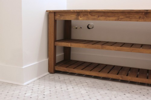 DIY wood vanity in the master bathroom - the space between